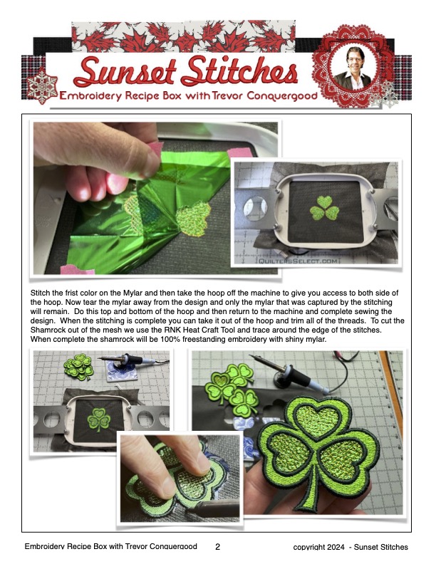 Freestanding Embroidery Shamrock with Mylar – Sunset Stitches
